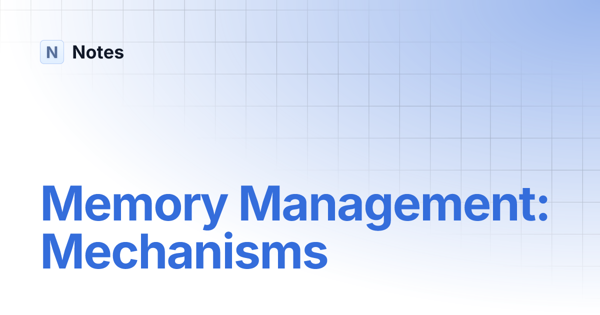 Memory Management: Mechanisms | Notes